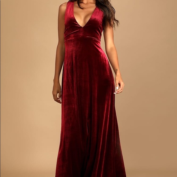 Lulus | Dresses | Red Velvet Formal Dress | Poshmark